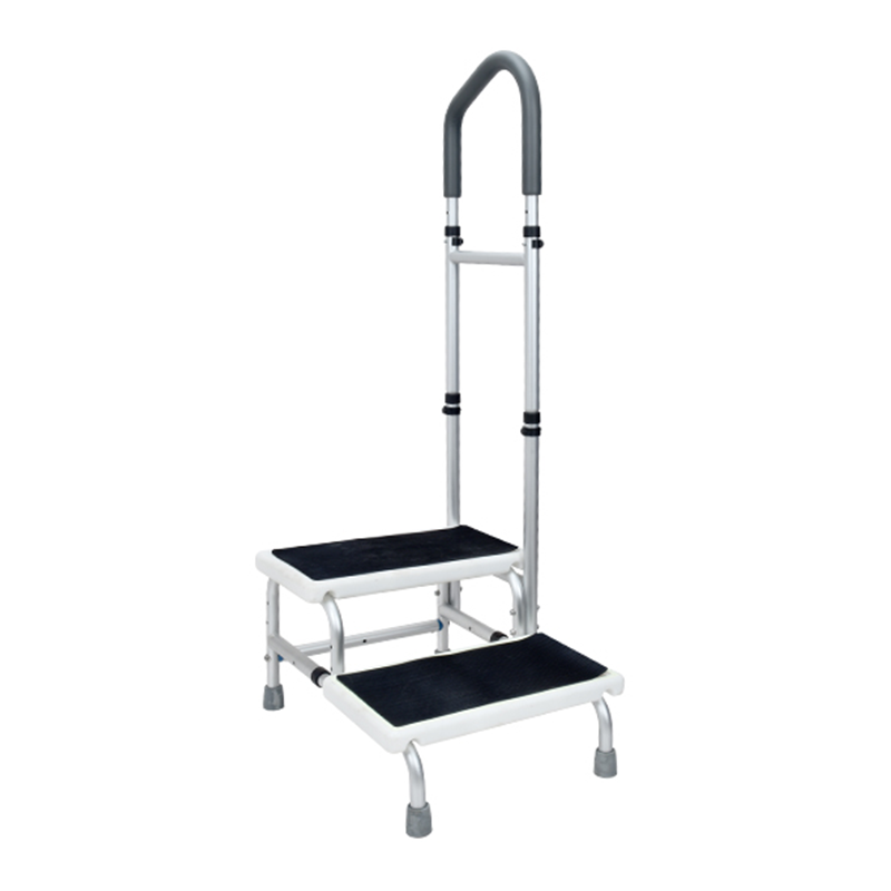 Double Step Stool with Adjustable Safety Handrail